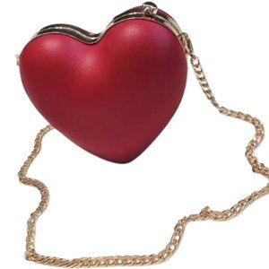 Boutique | Bags | Cherry Red Heart Shaped Ruby Clutch Purse Retro Chain ...